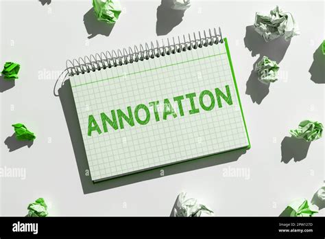text caption presenting annotation word written on note added by way