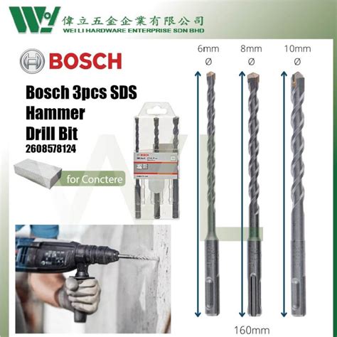 Bosch 3pcs Sds Plus Hammer Drill Bit Sds Drill Bit Set Concrete Drill Bit 2608579118 Tebuk