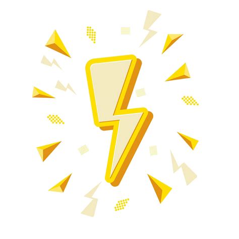 Signe De Boulon Déclairage Jaune Vente Flash Avec Icône Memphis