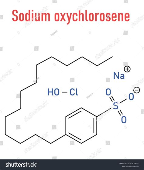 Sodium Oxychlorosene Antiseptic Molecule Skeletal Formula Stock Vector