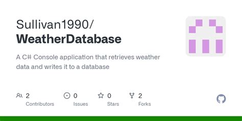 GitHub Sullivan WeatherDatabase A C Console Application That Retrieves Weather Data And