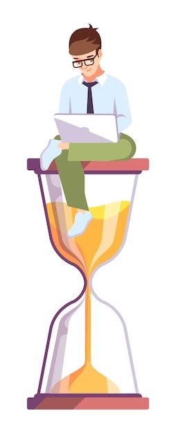 성공적인 시간 관리 세미 평면 Rgb 컬러 벡터 일러스트 레이 션 프리미엄 벡터