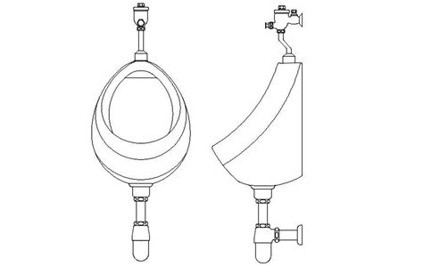 Autocad Drawing Restroom Urinal Top View Dwg 47 Off