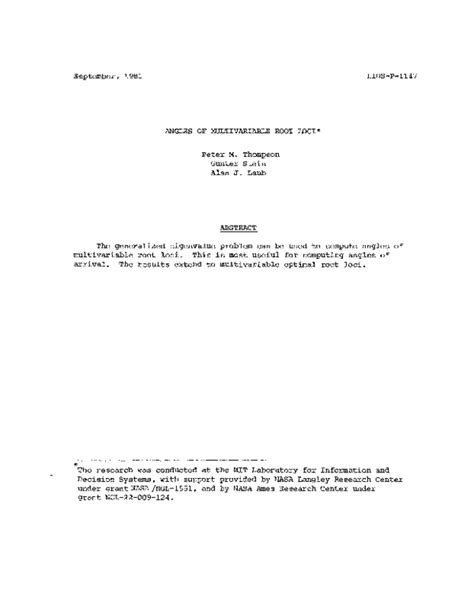 Pdf Angles Of Multivariable Root Loci