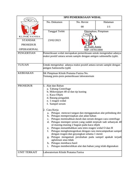 Spo Pemeriksaan Widal Pdf