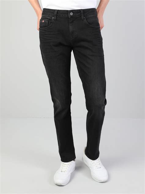 Colins - 044 Karl Düşük Bel Düz Paça Straight Fit Siyah Erkek Jean Pantolon