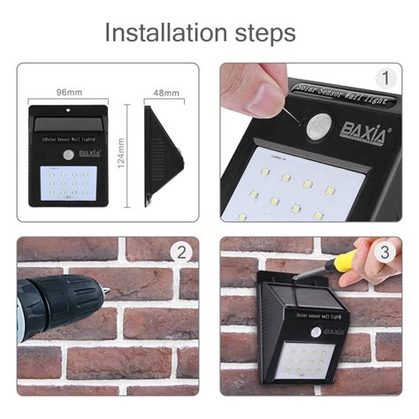 BAXIA TECHNOLOGY Waterproof Wireless Solar Motion Sensor Night Lights LEDs Bright And