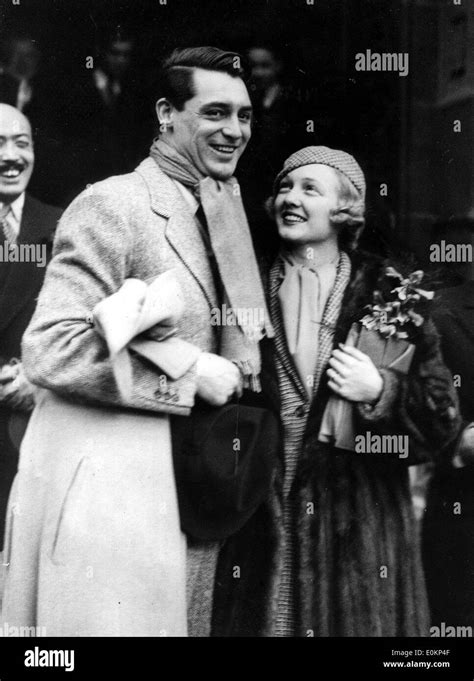 Actor Cary Grant With Wife Virginia Cherrill After Their Wedding Stock