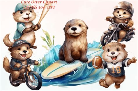 Cute Otter Clipart Graphic By Dezinebyshewhart Creative Fabrica