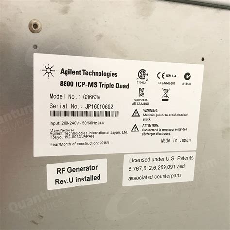 Agilent 8800 Icp Ms Triple Quadrupole G3663a