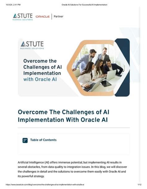 Overcome The Challenges Of Ai Implementation With Oracle Aipdf