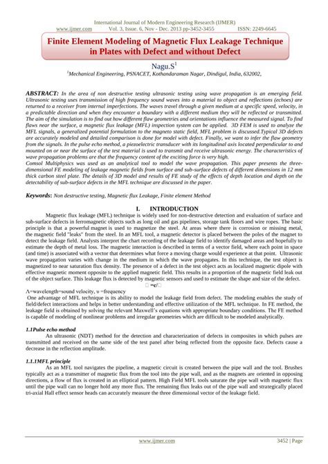 Pdf Finite Element Modeling Of Magnetic Flux Leakage · Magnetic