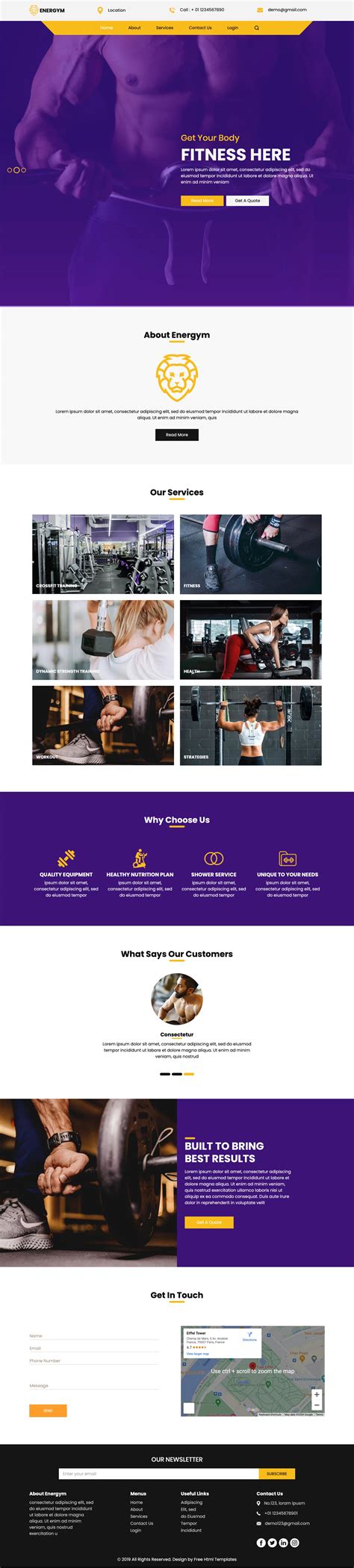 energym free bootstrap fitness html css template
