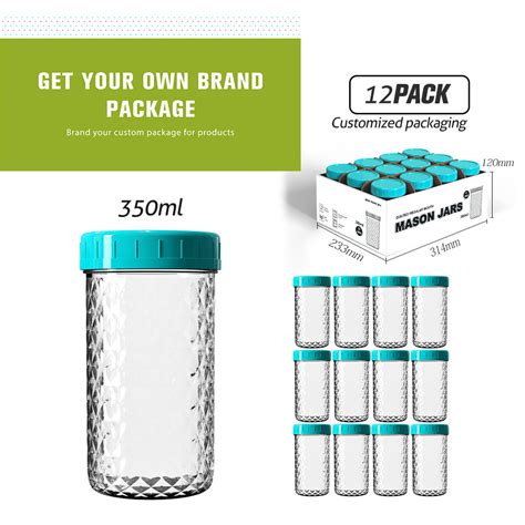 For Sale 350ml Glass Mason Jar Glass Canning Jars With Airtight Plastic