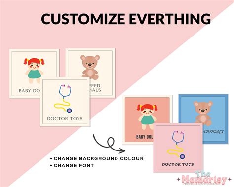 Toy Bin Labels Editable Canva Labels Playroom Labels Digital Download