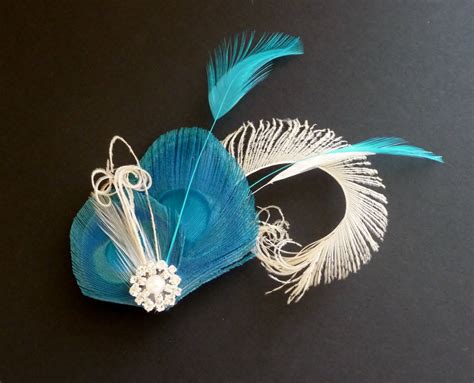 Turquoise Blue Cream Peacock Feather Hair By Afeatheredaffairuk