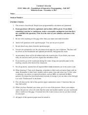 SYSC F Midterm Exam A Pdf Carleton University SYSC A B Foundations Of Imperative