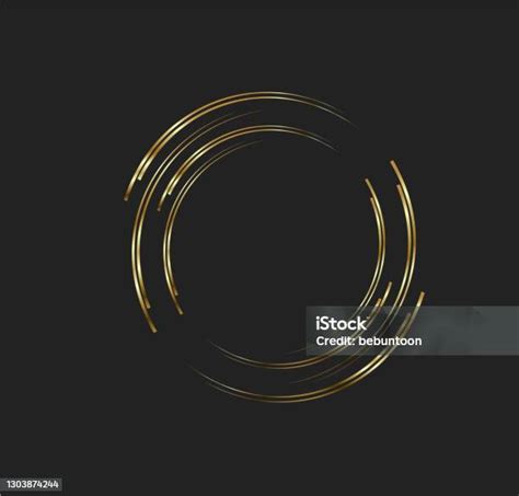 원 형태의 추상적 인 황금 라인 디자인 요소 고급 스타일의 기하학적 모양 이미지스트라이프 테두리 프레임 기술 라운드 로고 나선형 벡터 일러스트레이션 0명에 대한 스톡 벡터