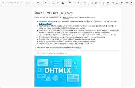 Dhtmlx Richtext 20 Full Featured Editor With The Next Gen Engine
