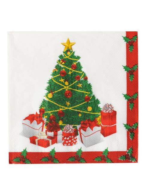 Guardanapo De Papel Folha Dupla Árvore De Natal 32x32 Silver Festas