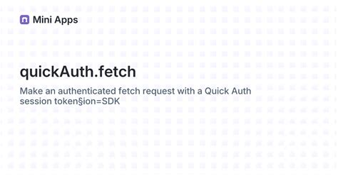 Quickauthfetch · Farcaster Mini Apps