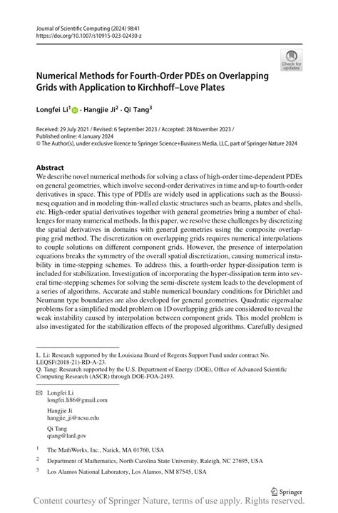 Numerical Methods For Fourth Order Pdes On Overlapping Grids With