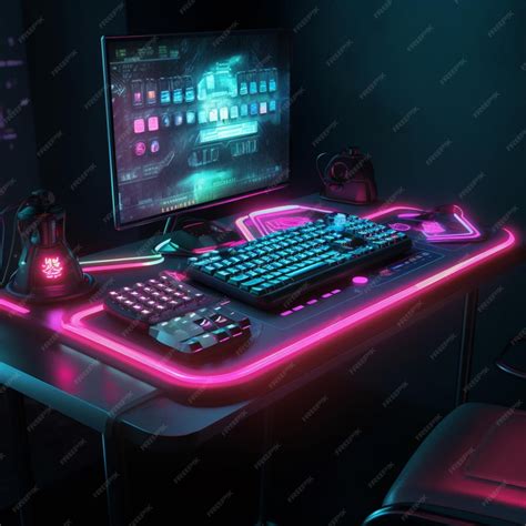 Premium Photo There Is A Computer Desk With A Keyboard And A Mouse