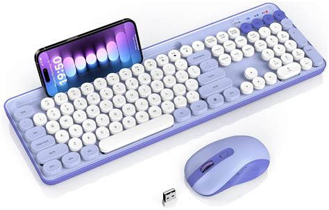 Wireless Keyboard And Mouse Combo Retro Round Keycap Typewriter Keyboard With Phone