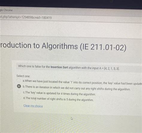 Solved Roduction To Algorithms Ie 21101 02 Which One Is