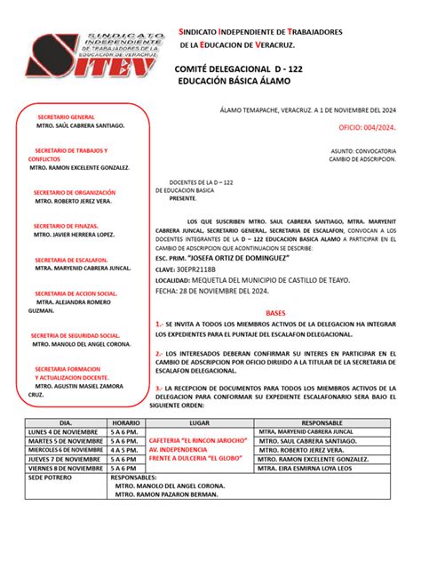 Cambio De Adscripcion 073524 Pdf
