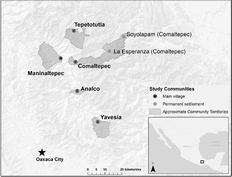 Diagrammatic Map Showing The Locations Of Study Communities In Oaxaca S