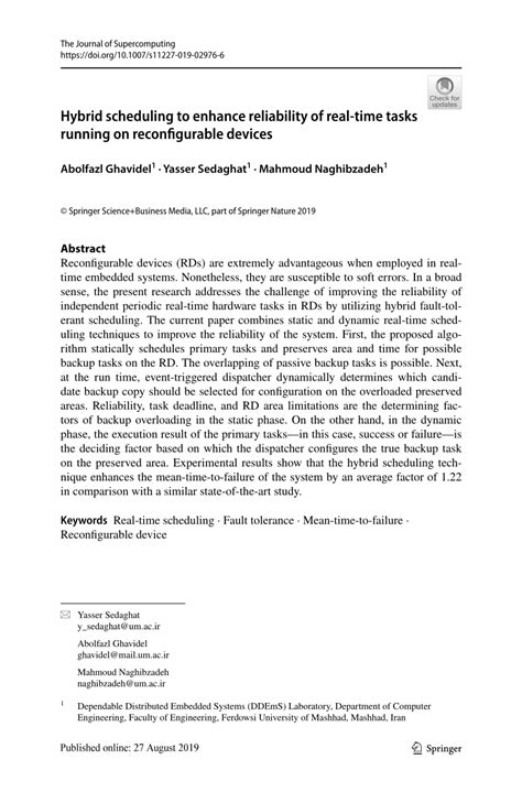 Pdf Hybrid Scheduling To Enhance Reliability Of Real Time Tasks Running On Reconfigurable Devices