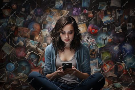 Premium Photo The Girl Is Addicted To Social Networks