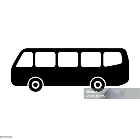 Ikon Bus Siluet Hitam Tampilan Samping Ilustrasi Grafik Datar Vektor