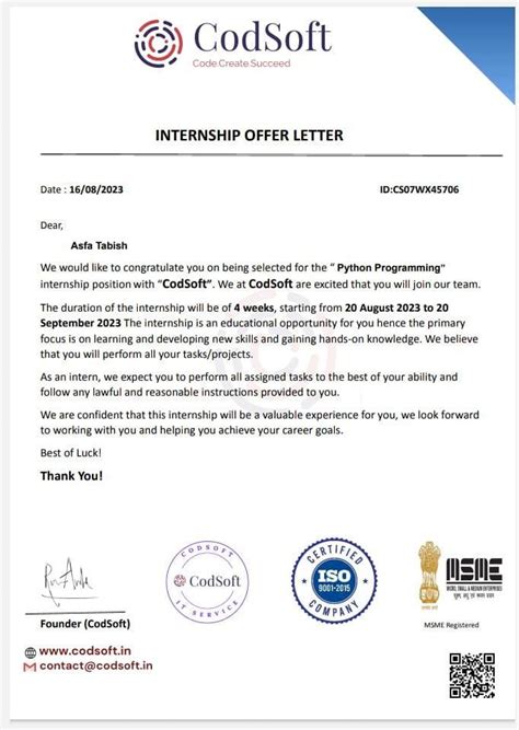 Asfa Tabish On Linkedin Codsoft Pythonprogramming Internship