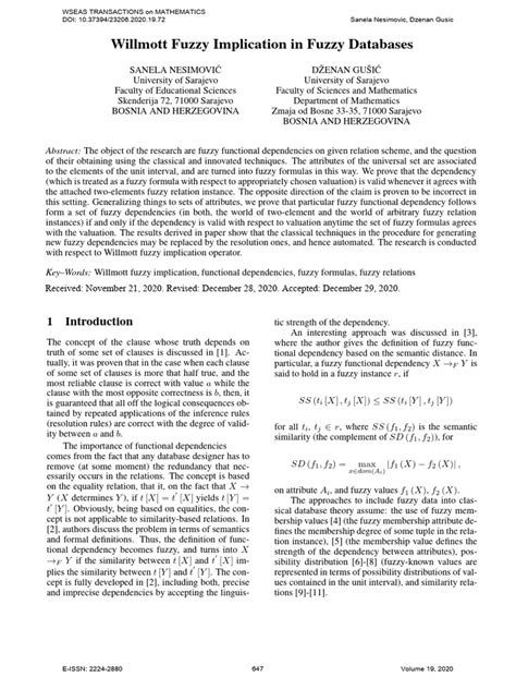 Willmott Fuzzy Implication In Fuzzy Databases1111 Pdf Fuzzy Logic