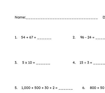Spiral Review Add Subtract Multiply Divide Expanded Form TPT