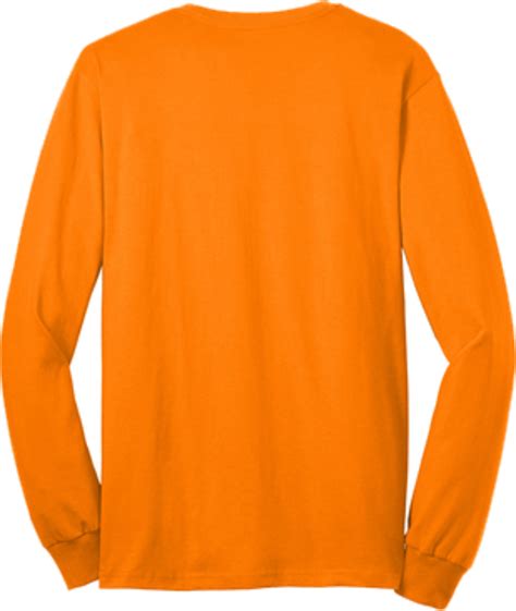 Safety Orange Long Sleeve T Shirt With Pocket 5050 Cottonpoly Preshrunk Custom Printing