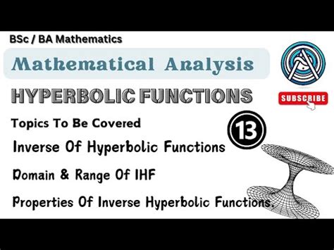 Hyperbolic Functions ( 13 ) || Inverse Of Hyperbolic Functions || BSc ...