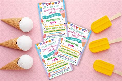 Editable Ice Cream Social Party Invitations Posh Park