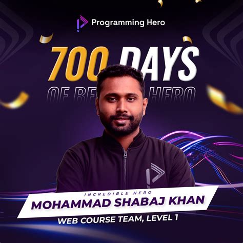 🎉 Celebrating Shabaj Khans Remarkable 700 Days At Programming Hero 🚀