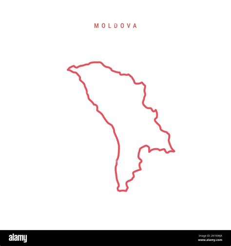 Moldova Editable Outline Map Moldavian Red Border Country Name