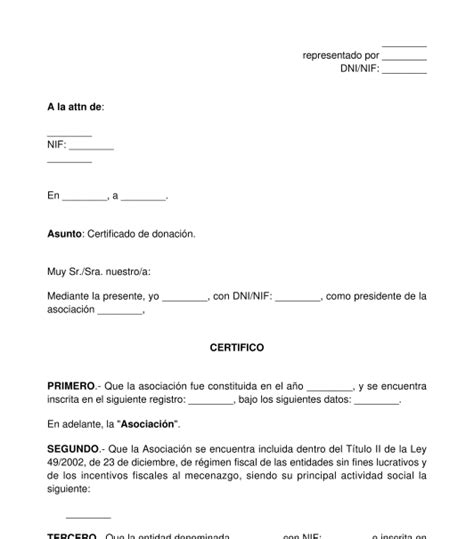 Certificado De Donación A Una Entidad Sin Ánimo De Lucro