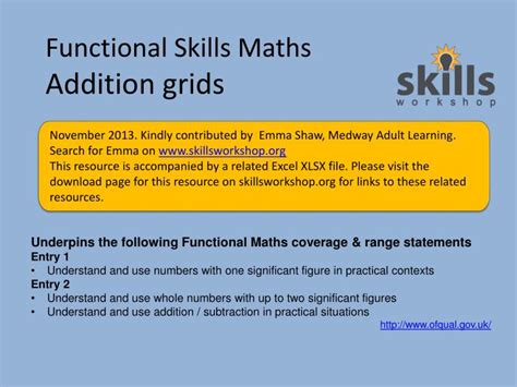 ppt functional skills maths addition grids powerpoint presentation