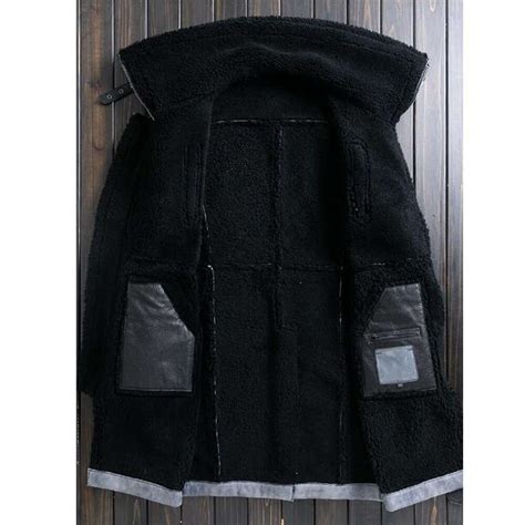 Denny Dora Mens Shearling Coat Dark Brown Color Mens Double Collar Long