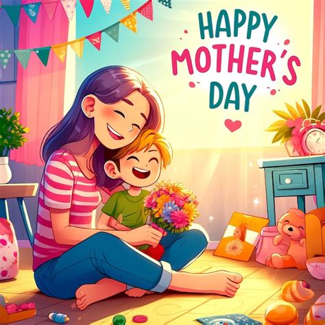 Premium Photo Mothers Day Illustration For Happy Mothers Day Cartoon
