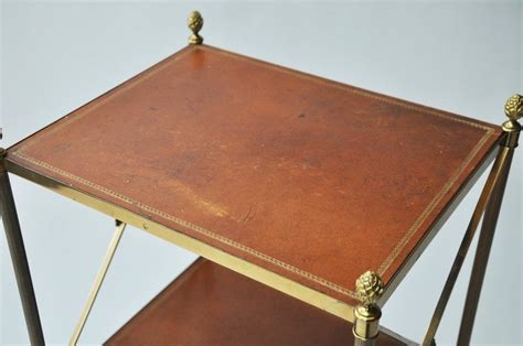 20th Century French Leather And Brass 3 Shelf Étagère For Sale At 1stdibs