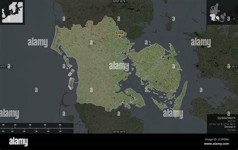 Syddanmark Region Of Denmark Satellite Imagery Shape Presented