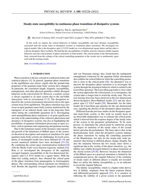 Pdf Steady State Susceptibility In Continuous Phase Transitions Of