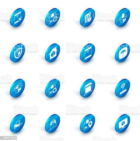 시계 달력 판지 골판지 배달 보안 방패 Unboxing 택배 서비스 패키지 우산 및 봉투 아이콘과 골판지 상자를 설정하십시오